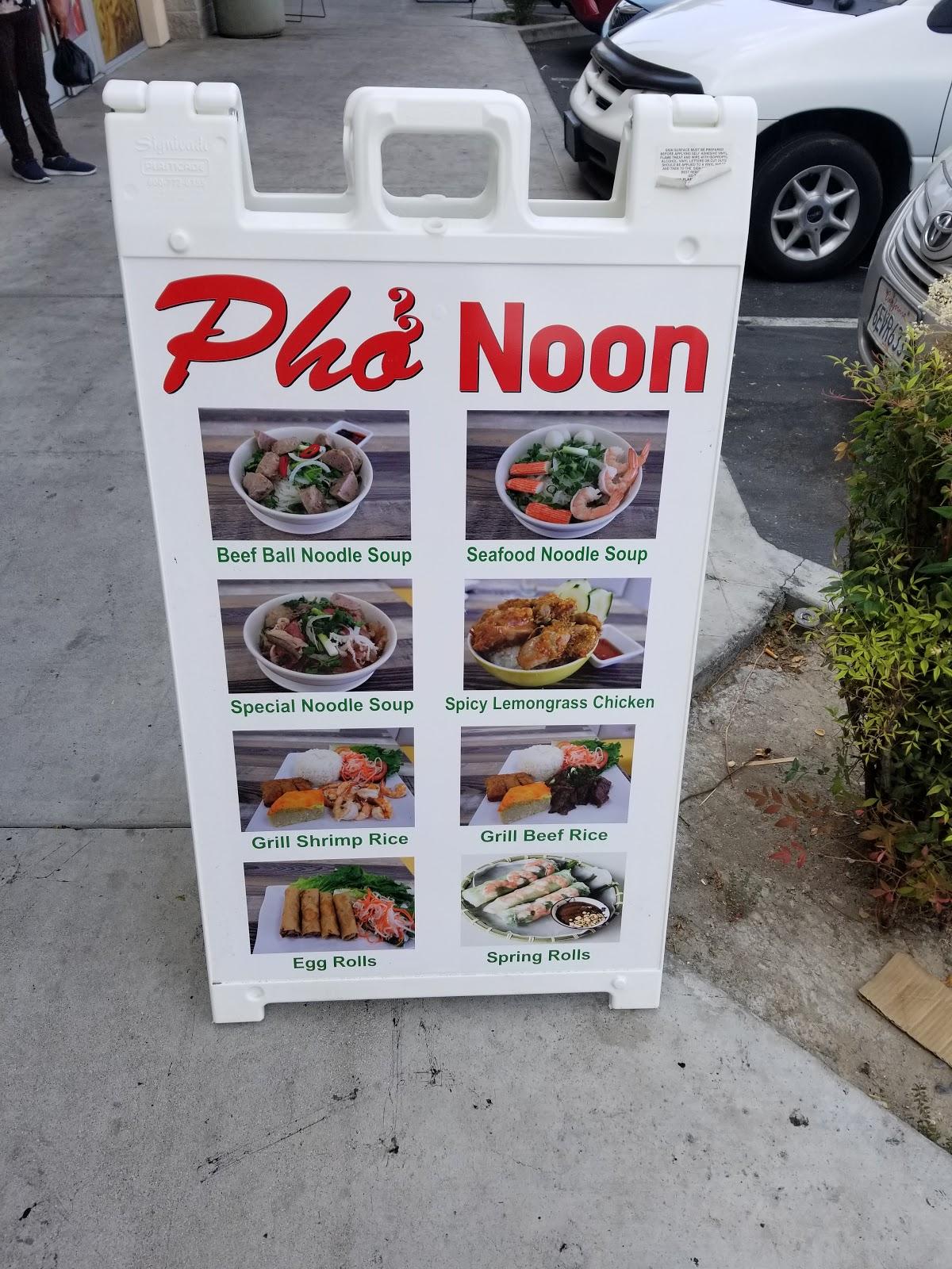 Menu at Pho Noon restaurant, San Bernardino