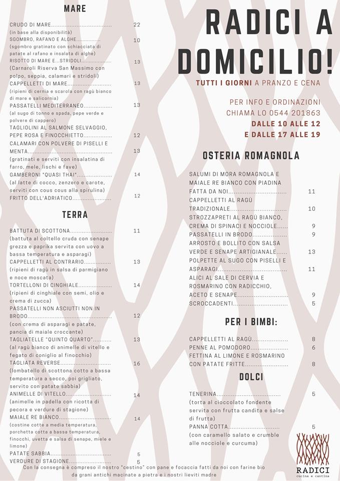 Menu da Radici - Cucina e Cantina ristorante, Ravenna