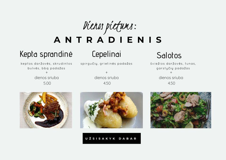 Menu at Restoranas GABI restaurant, Vilnius