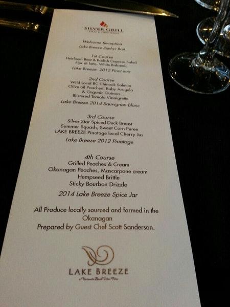 Menu at Silver Grill restaurant, Canada