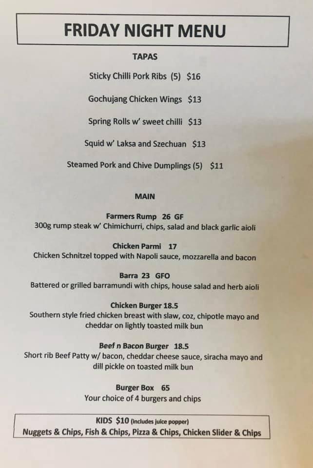 Menu at Urban Paddock Cafe, Dalby