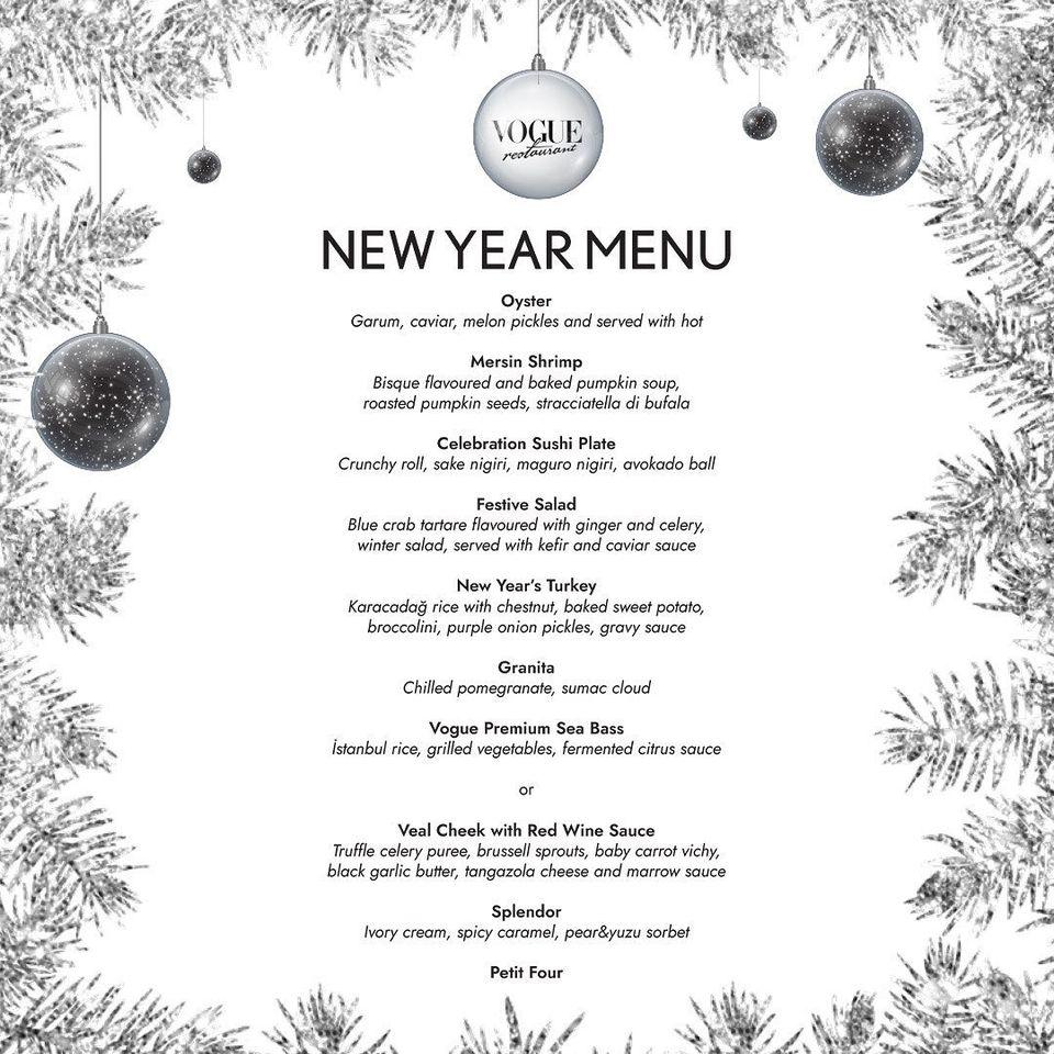 Menu at Vogue Restaurant & Bar, Istanbul, BJK Plaza