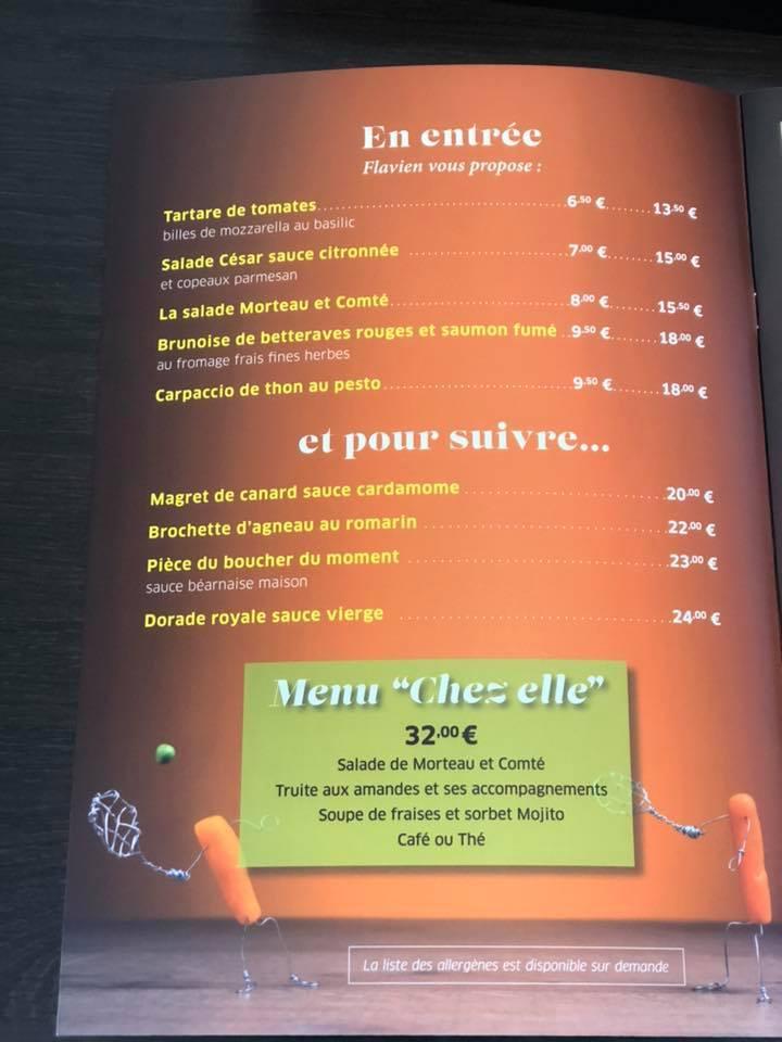 Menu at Chez Elle Et Lui restaurant, Besançon
