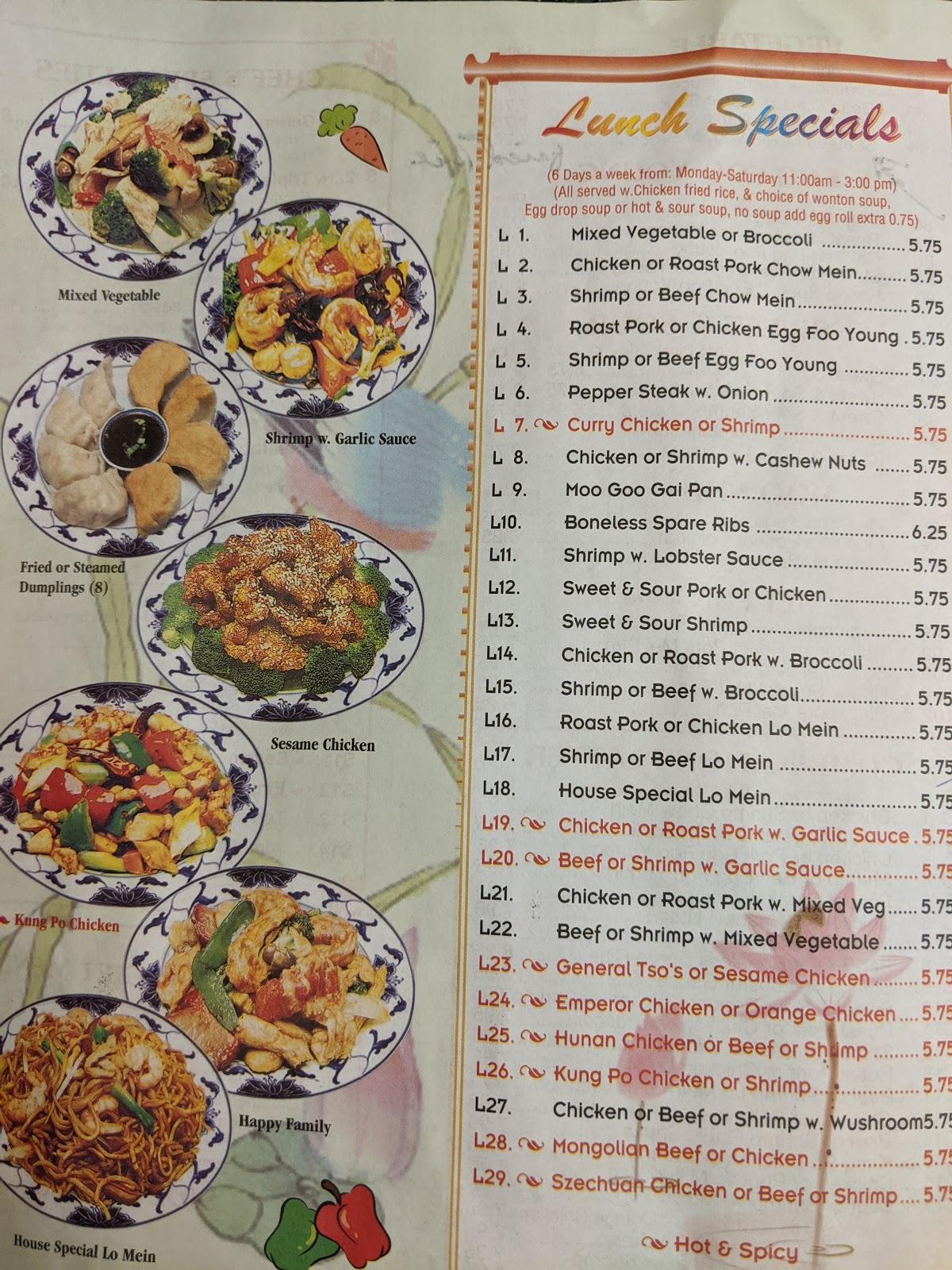 Menu at China Liu's Chinese Restaurant, Lithia Springs, Lee Rd