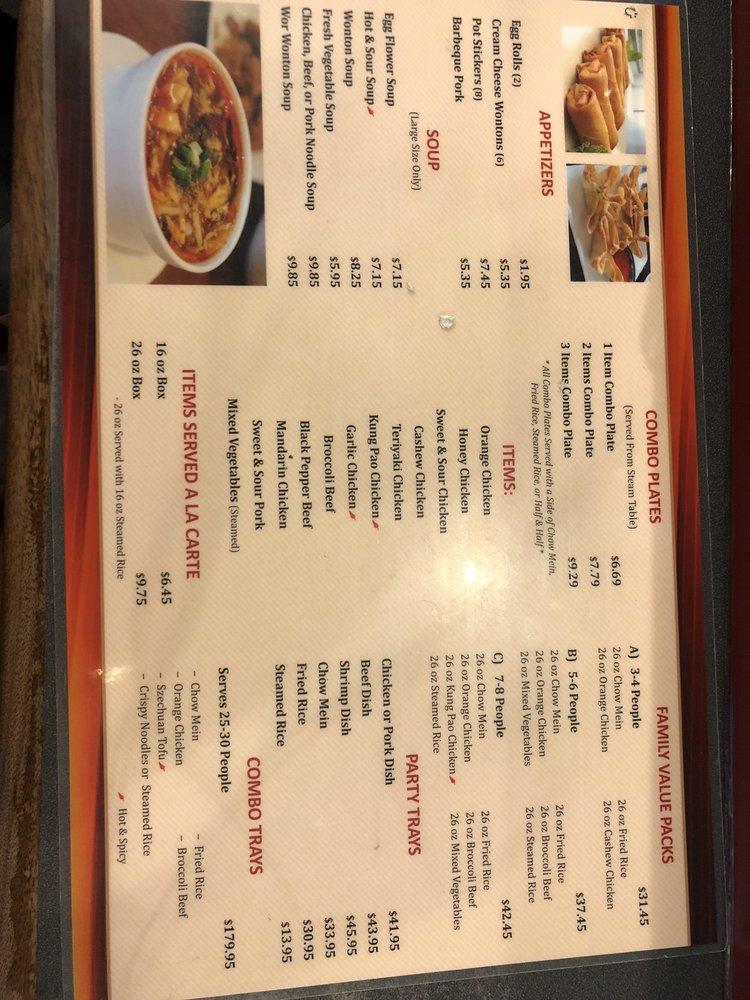 Menu at Dragon Express restaurant, Temecula