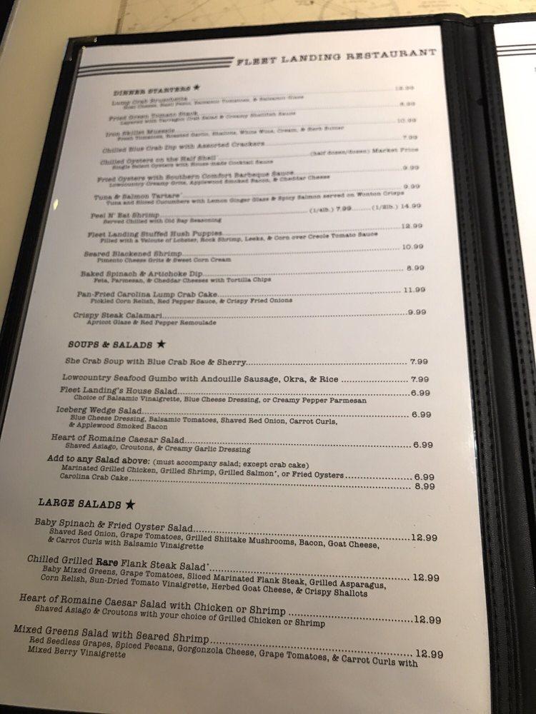 Menu at Fleet Landing Restaurant & Bar, Charleston