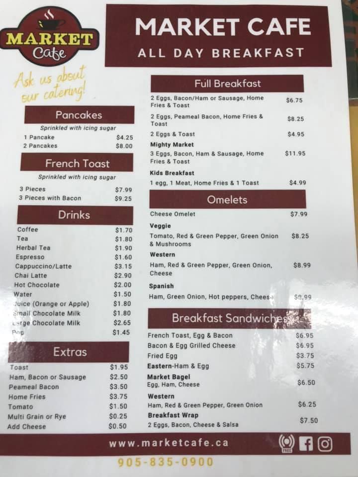 Menu at Market Cafe, Port Colborne, 230 Main St W Unit 1
