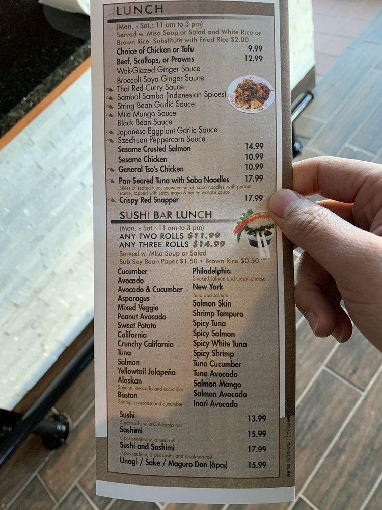 Menu at Wild Ginger Asian Fusion restaurant, Dublin