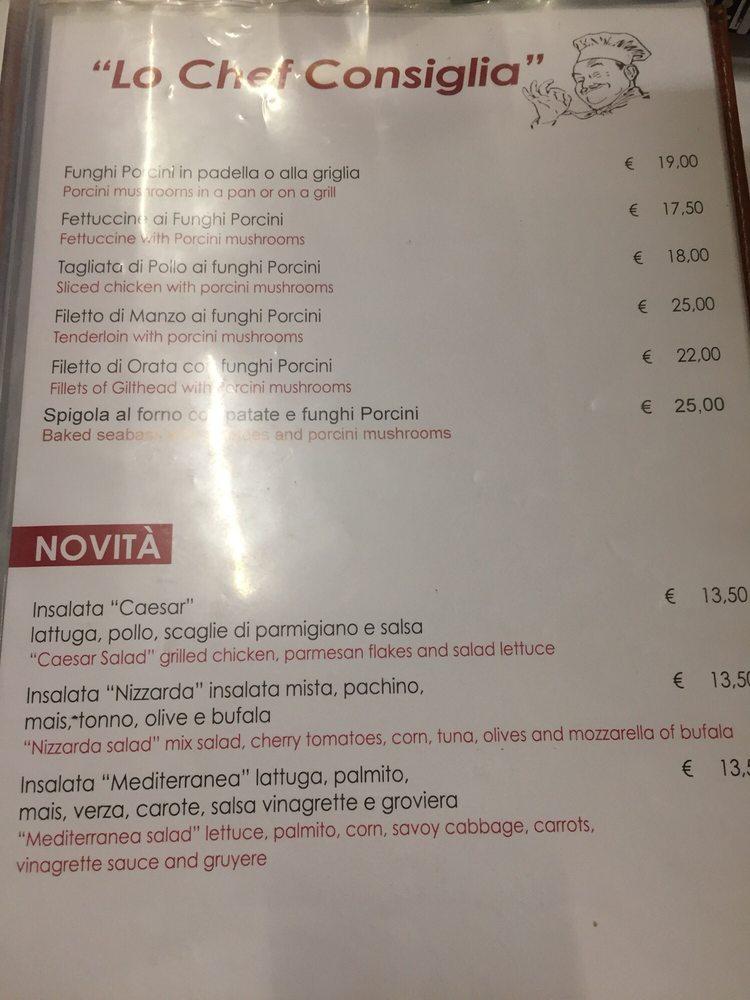 Carta del restaurante Alla Rampa, Roma, Piazza Mignanelli