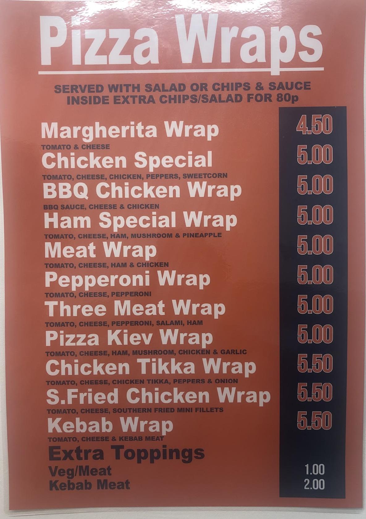 Menu at Bait Box Fish Bar, Ashington