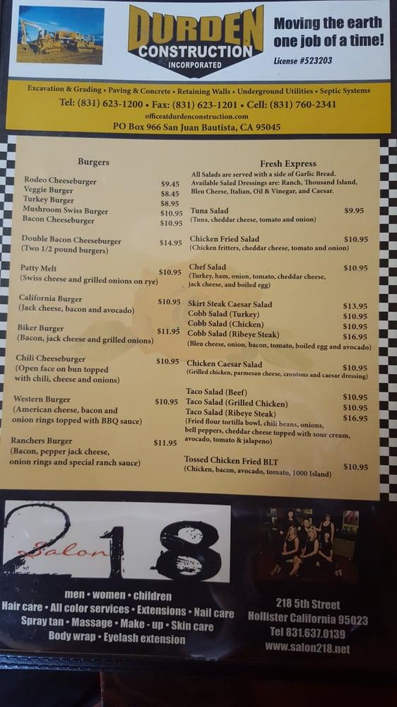Menu at Country Rose Café cafe, Hollister