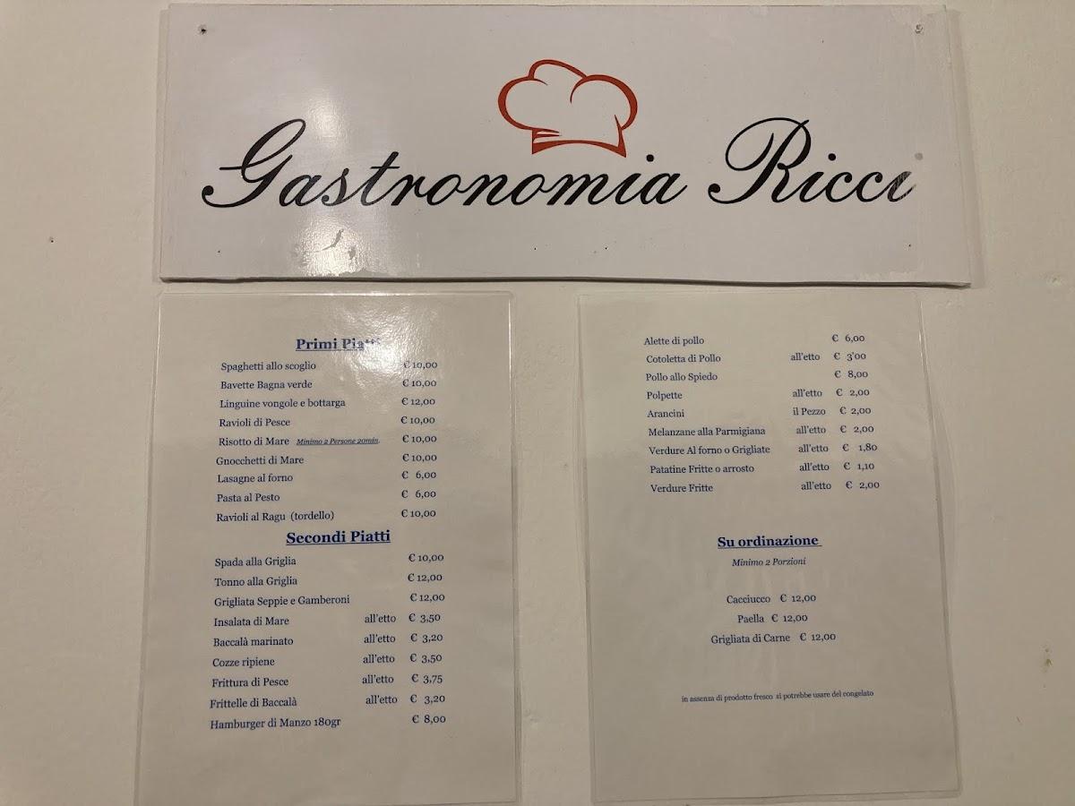 Menu da Gastronomia Ricci ristorante, Massa