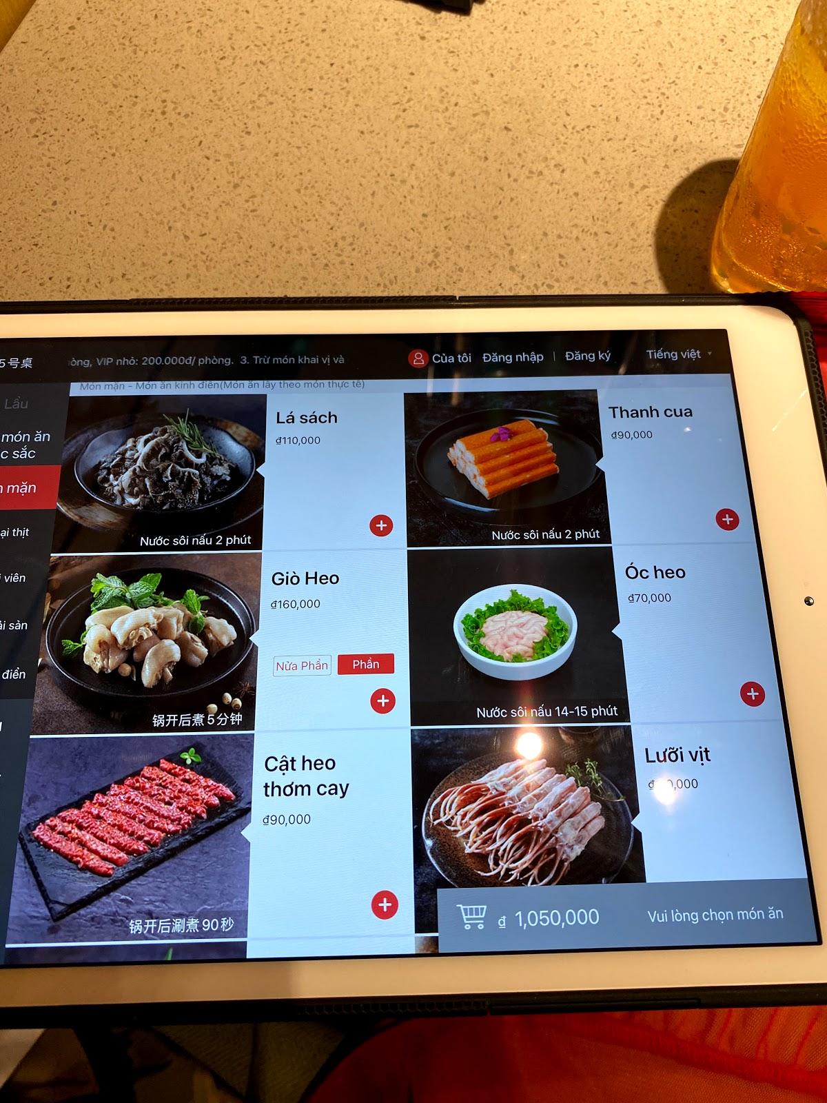 Carta del restaurante Haidilao Chi Nhánh Nowzone, Ciudad Ho Chi Minh ...