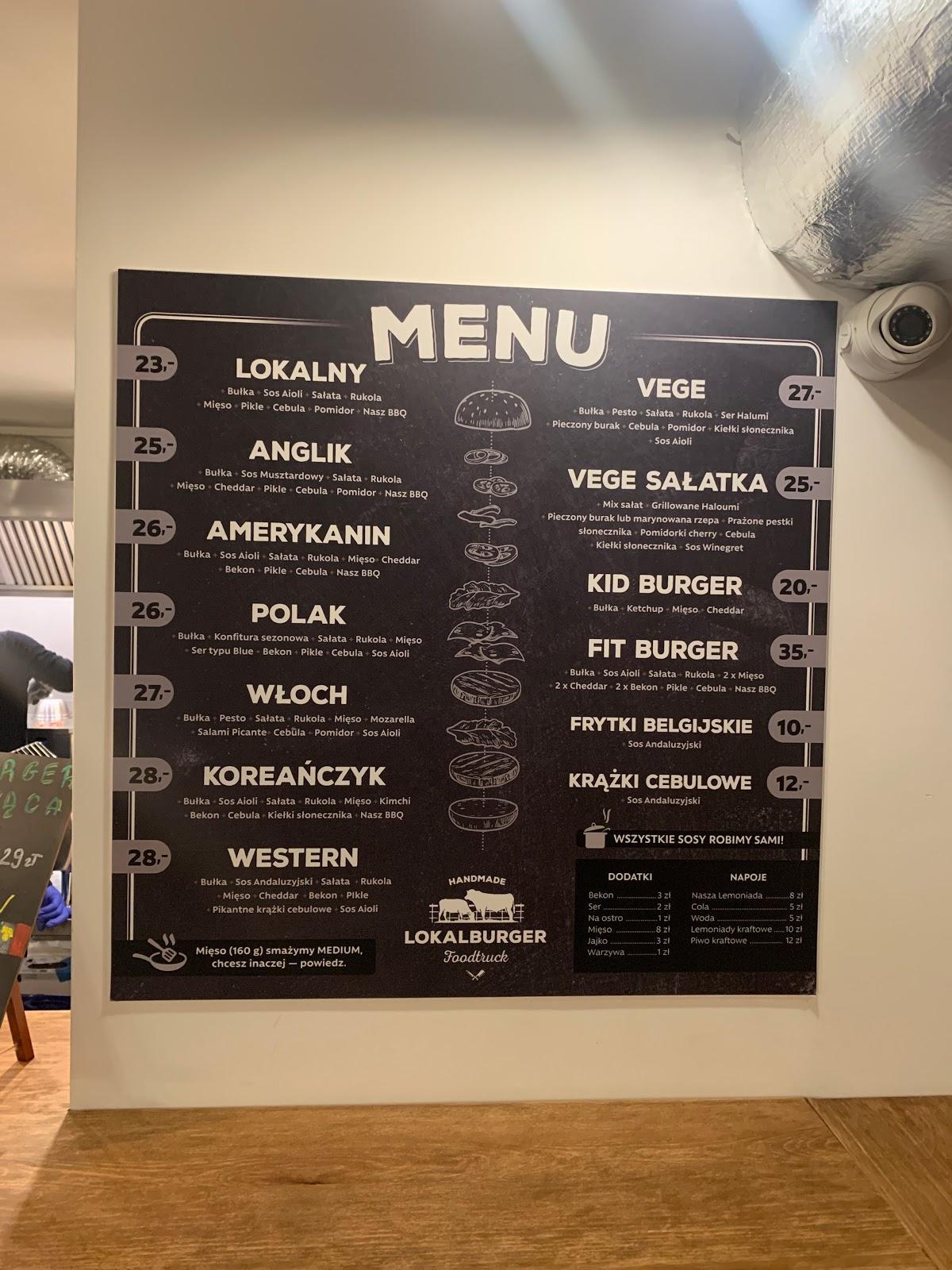 Menu at Boska Krowa restaurant, Tarczyn