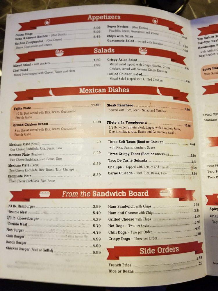 Menu at M.K. Davis Restaurant, San Antonio