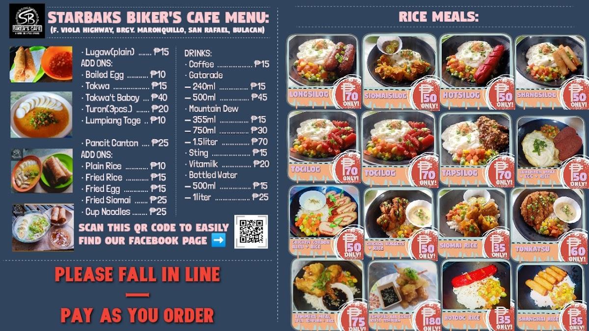 Carta de SB Bikers Cafe, San Rafael