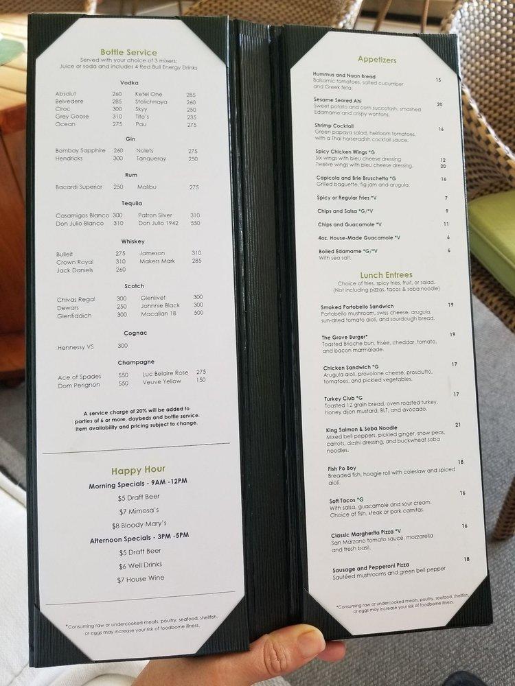 Menu at The Grove Restaurant & Bar, Honolulu
