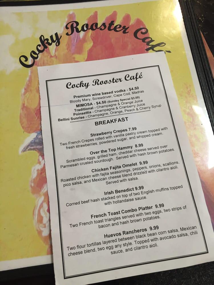Menu at Cocky Rooster Cafe, Deltona