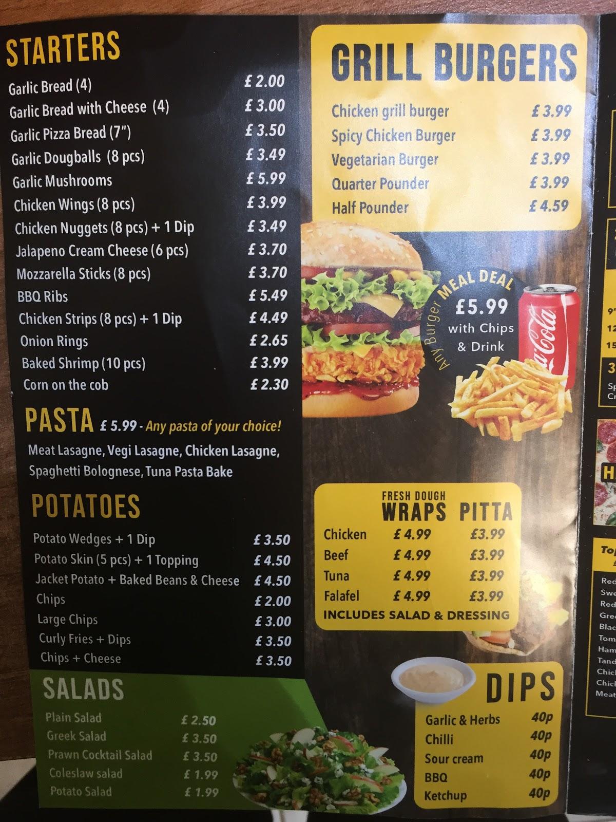 Menu at Italiano Pizza restaurant, Kingston upon Thames