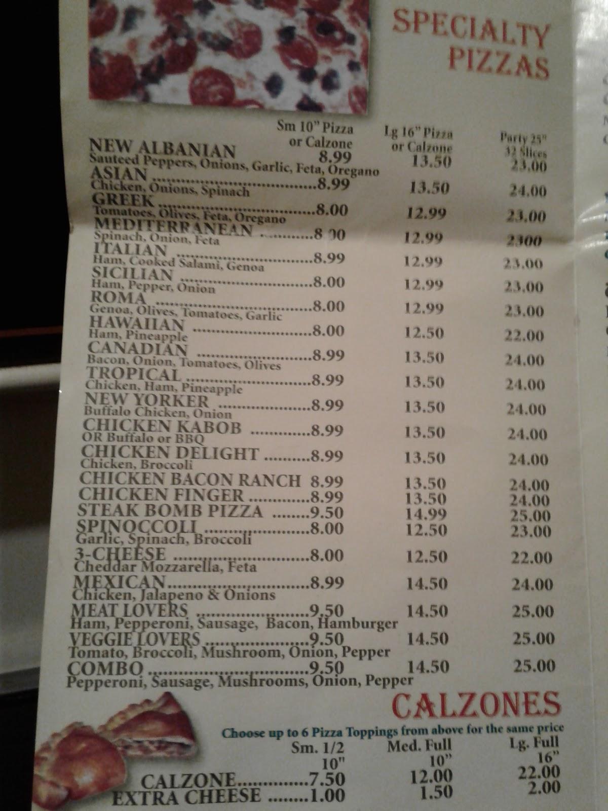 Menu at Lazer's Pizza & Roast Beef pizzeria, Ware