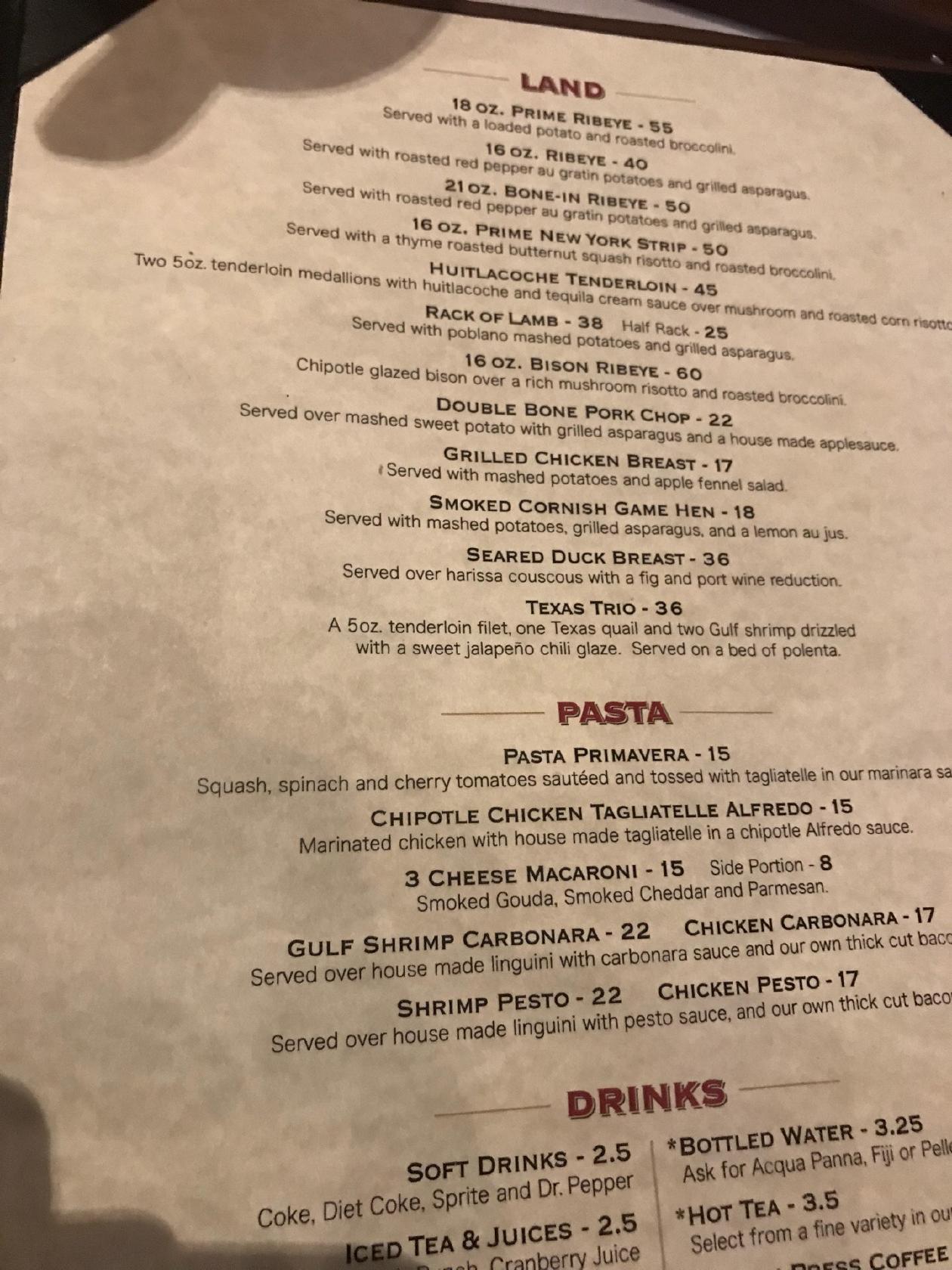 Menu at Border Foundry Restaurant and Bar, Laredo