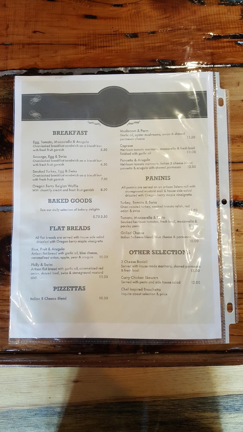 Menu at Central Point Perk & Bakeshop restaurant, Central Point