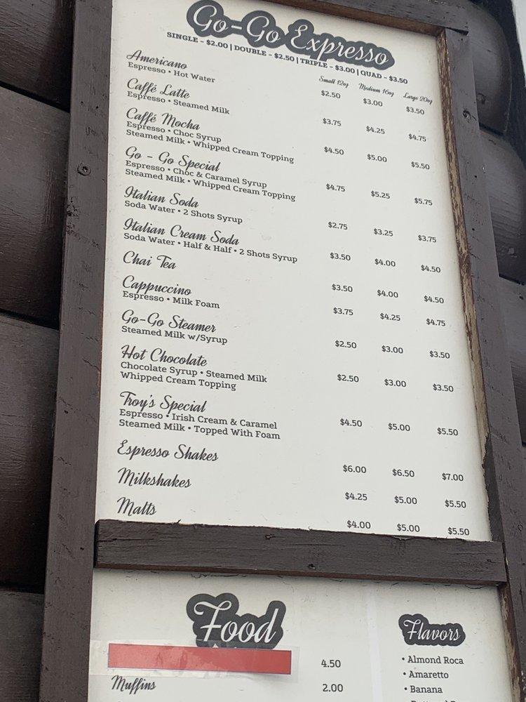 Menu at Go-Go Espresso Cafe' - Yellowstone, West Yellowstone