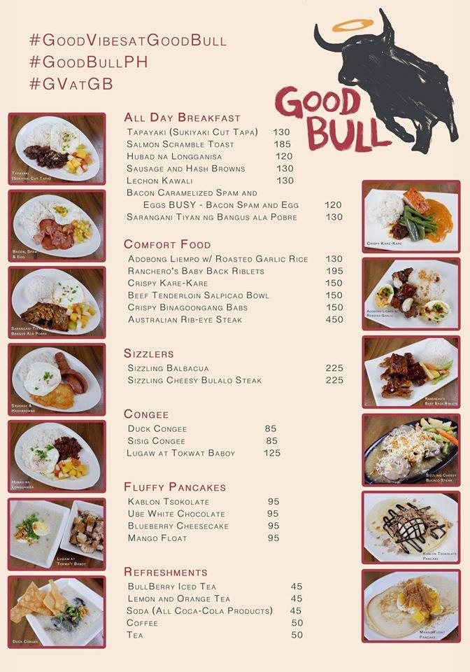 Menu at Good Bull restaurant, General Santos City