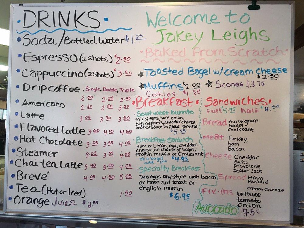 Carta de Jakey Leigh's Café Bakery, Kanab