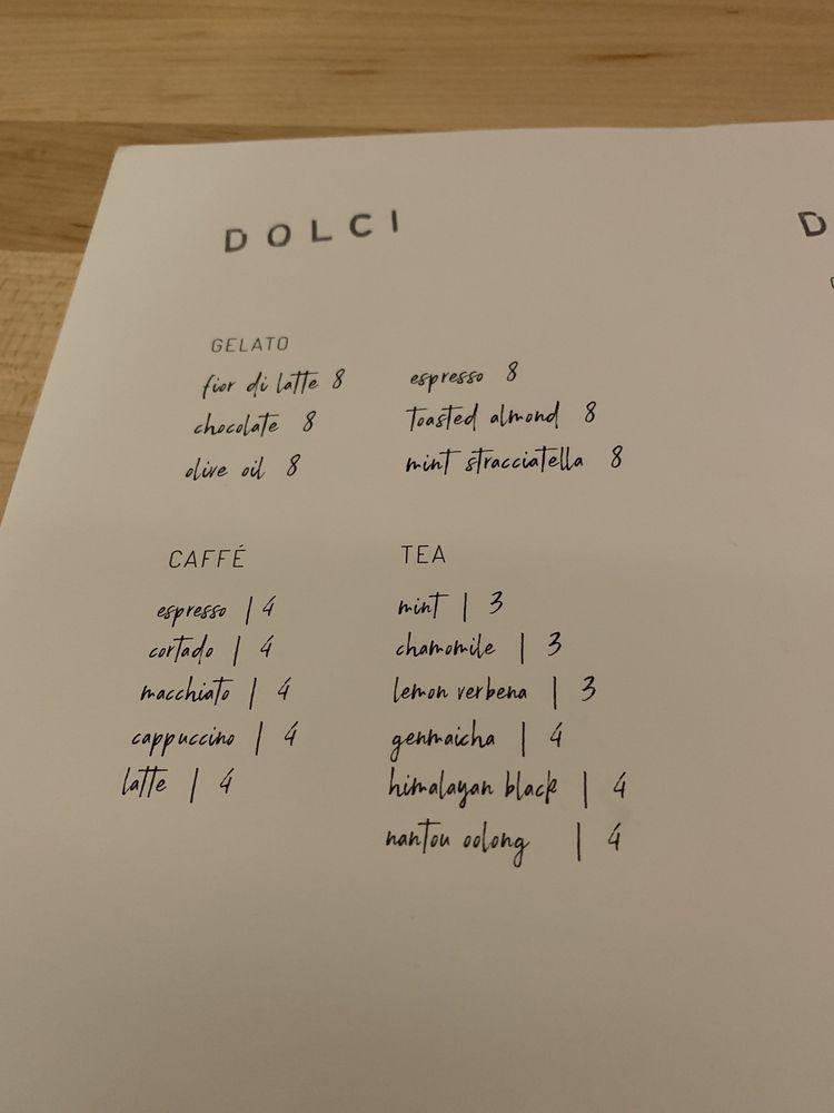Menu at Misi restaurant, New York City