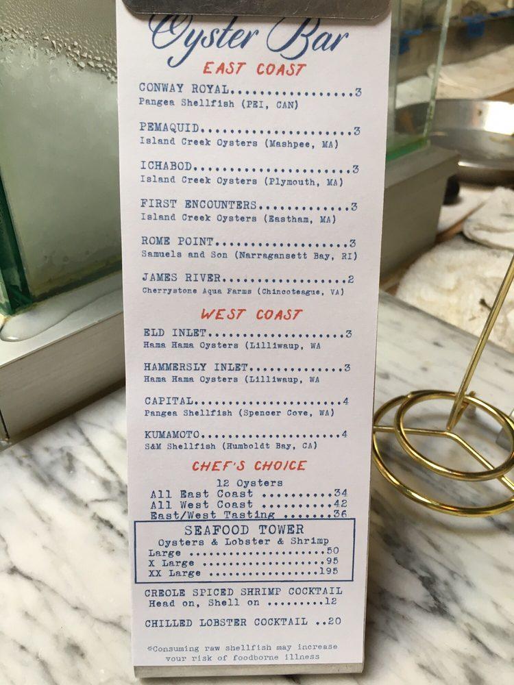Menu at Muddy Waters Oyster Bar, Pittsburgh