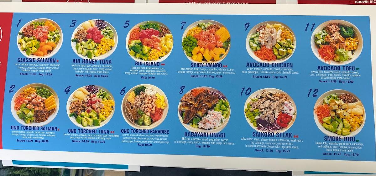 Menu at 'Ono Poke Bar - Mississauga, Mississauga