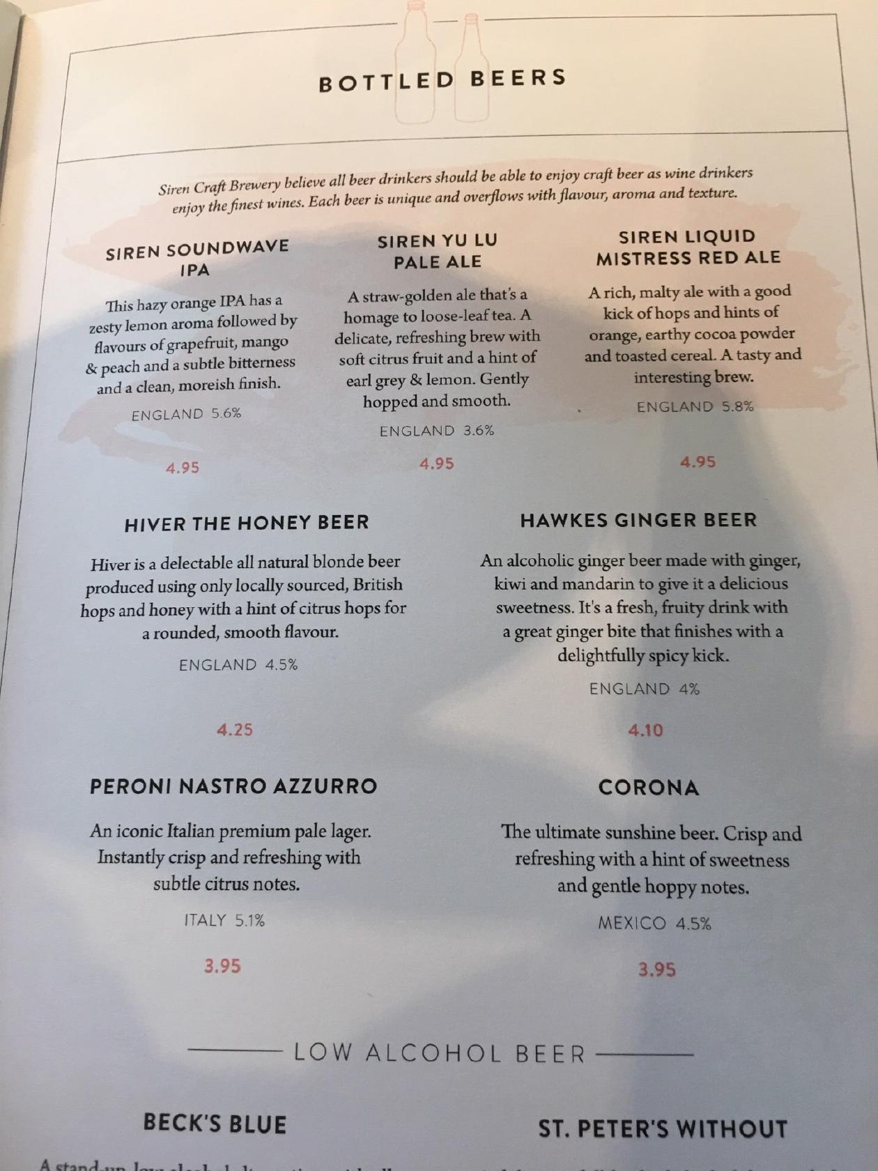 Carta del pub y bar Orange Tree Totteridge, Londres