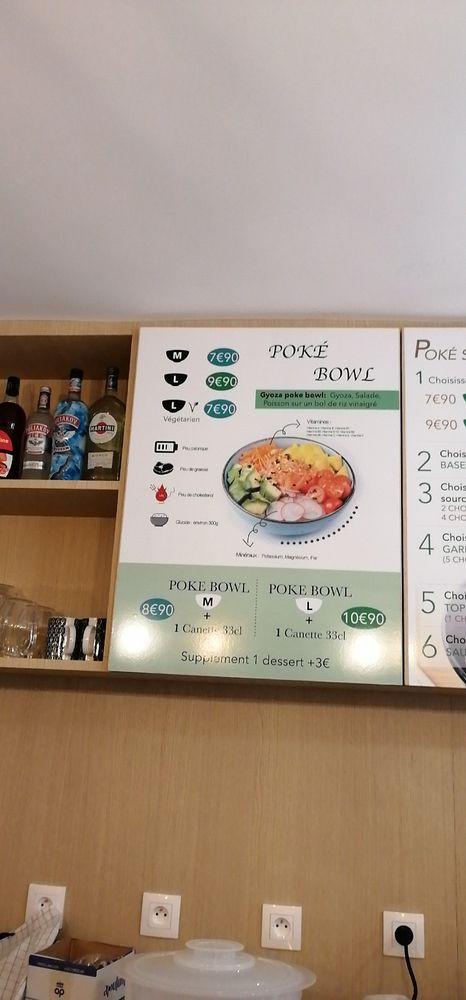 Menu at Poke fresh restaurant, Paris