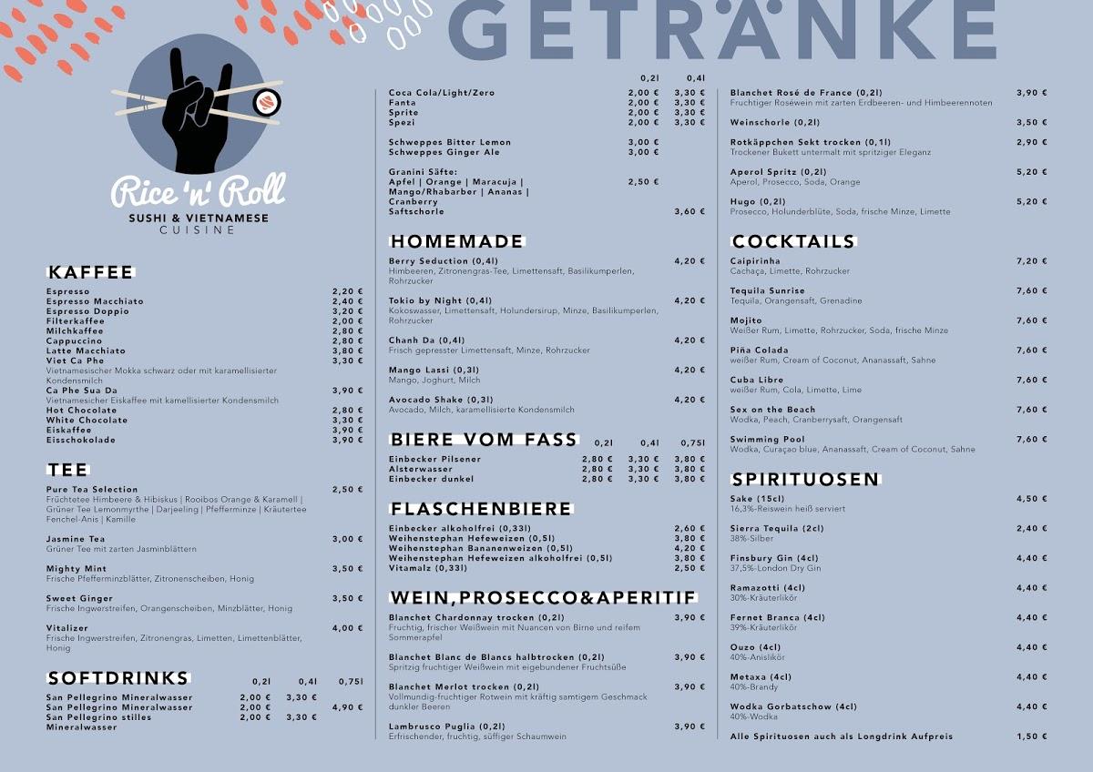 Speisekarte von Rice ´n´ Roll restaurant, Garbsen