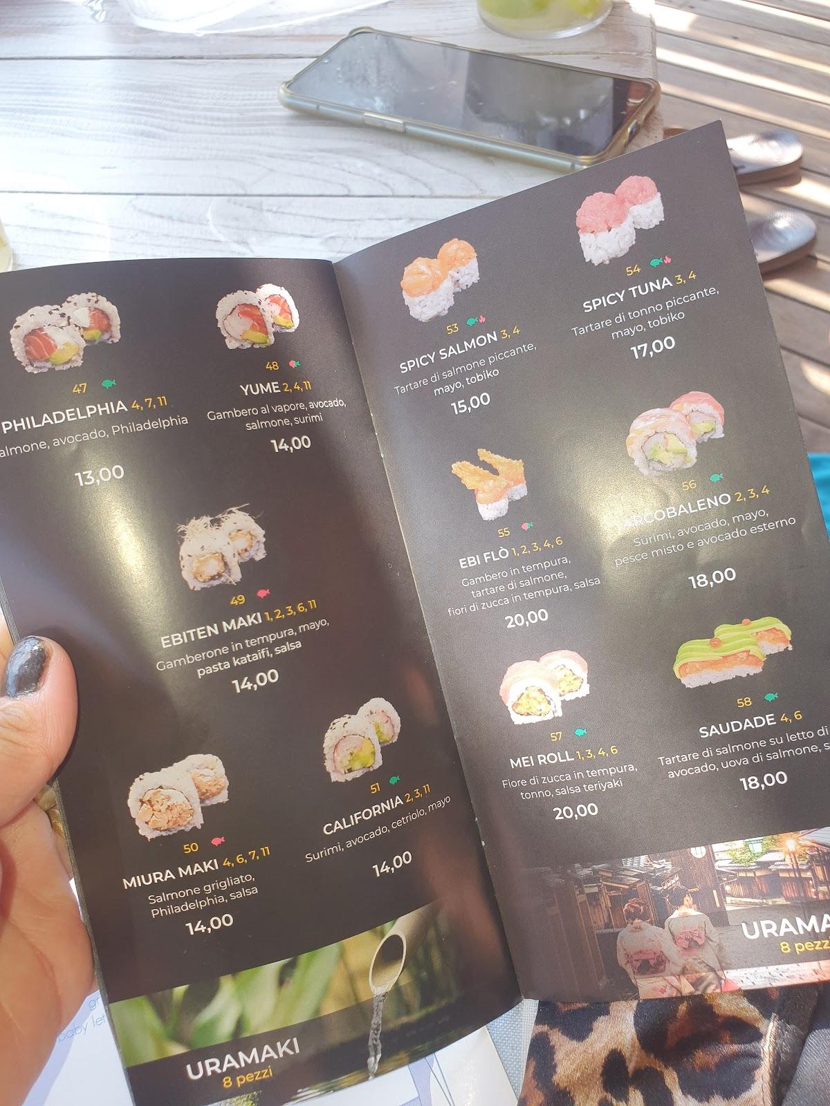Menu at Vesper Beach Club, Capriccioli