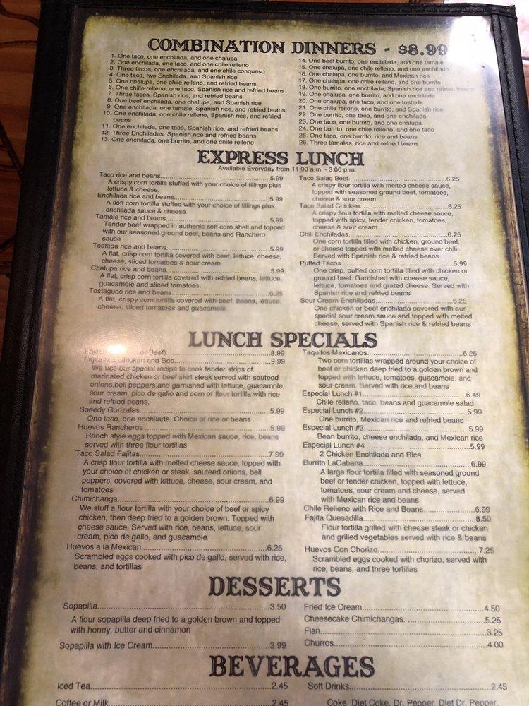 Menu at La Cabana Mexican Restaurant, Jena, 1942 E Oak St