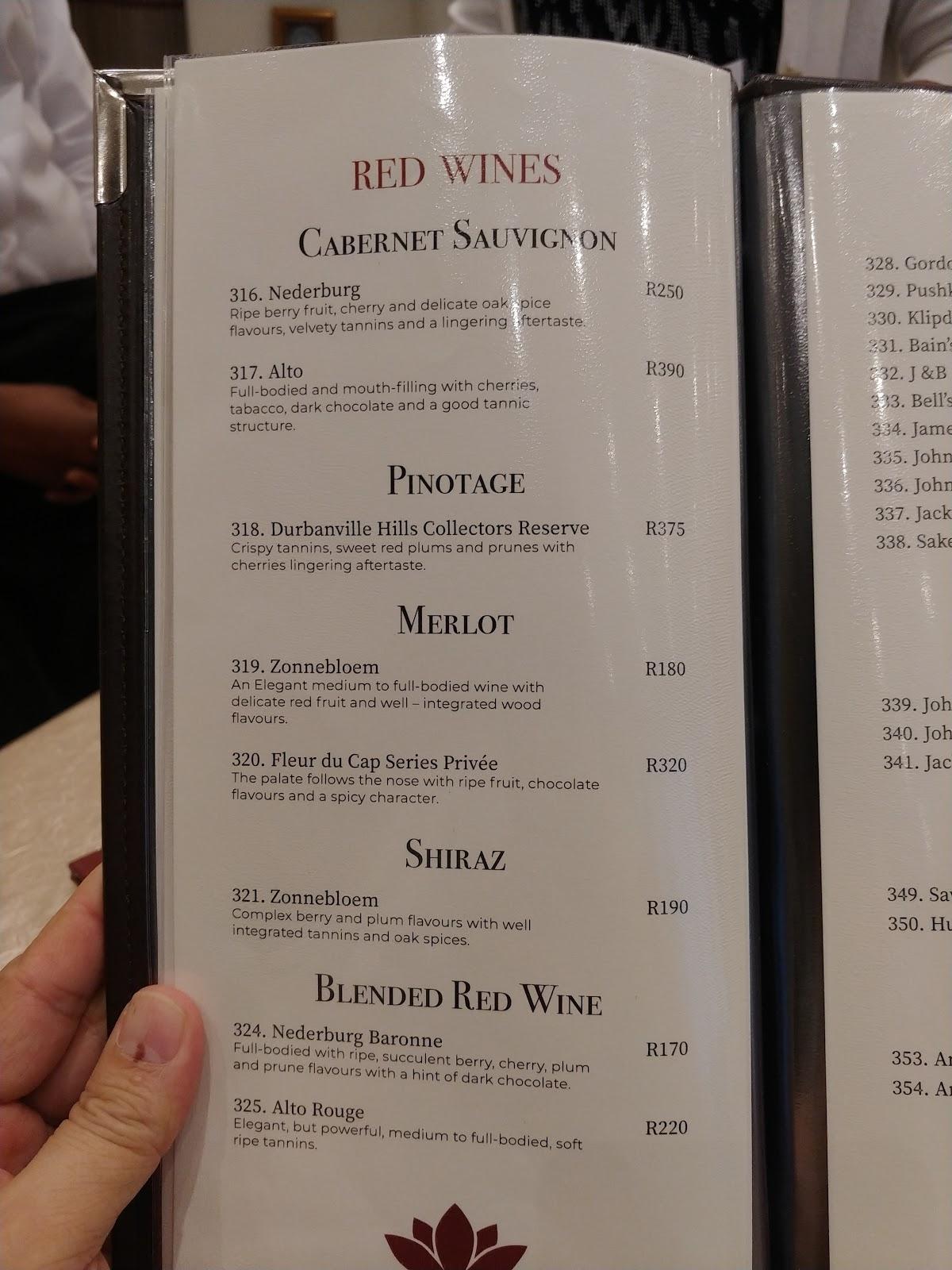 Menu at Lotus Chinese Restaurant, Johannesburg, 160 Jan Smuts Ave