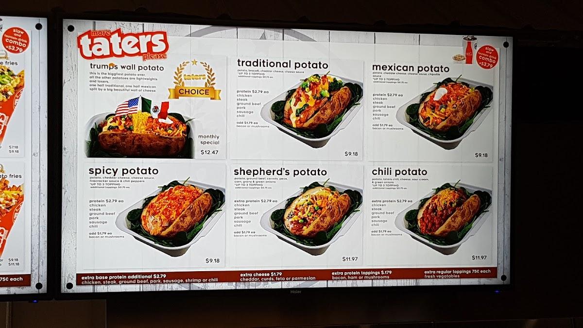 Menu at More Taters Please fast food, Windsor, Walker Rd