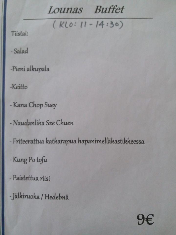 Menu at Tung Hing restaurant, Espoo, Konstaapelinkatu 1