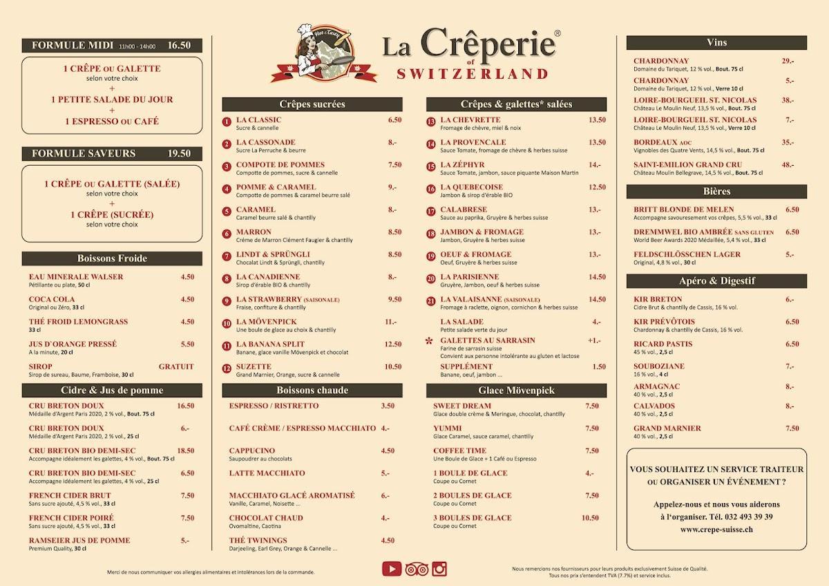 Menu da La Crêperie of Switzerland – Catering, Mietservice & Onlineshop ...