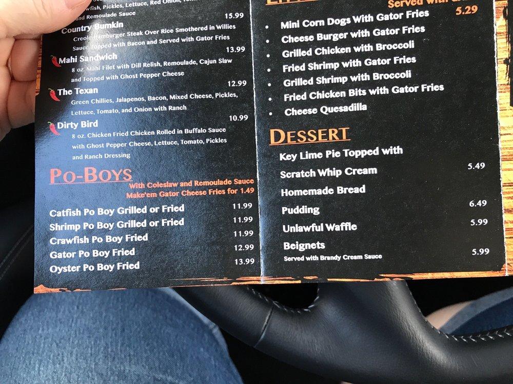 Menu at Lazy Gator pub & bar, Amarillo