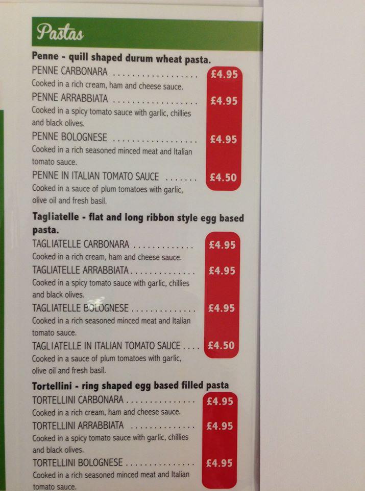 Menu at Papa T’s Italian Take Away restaurant, Keighley