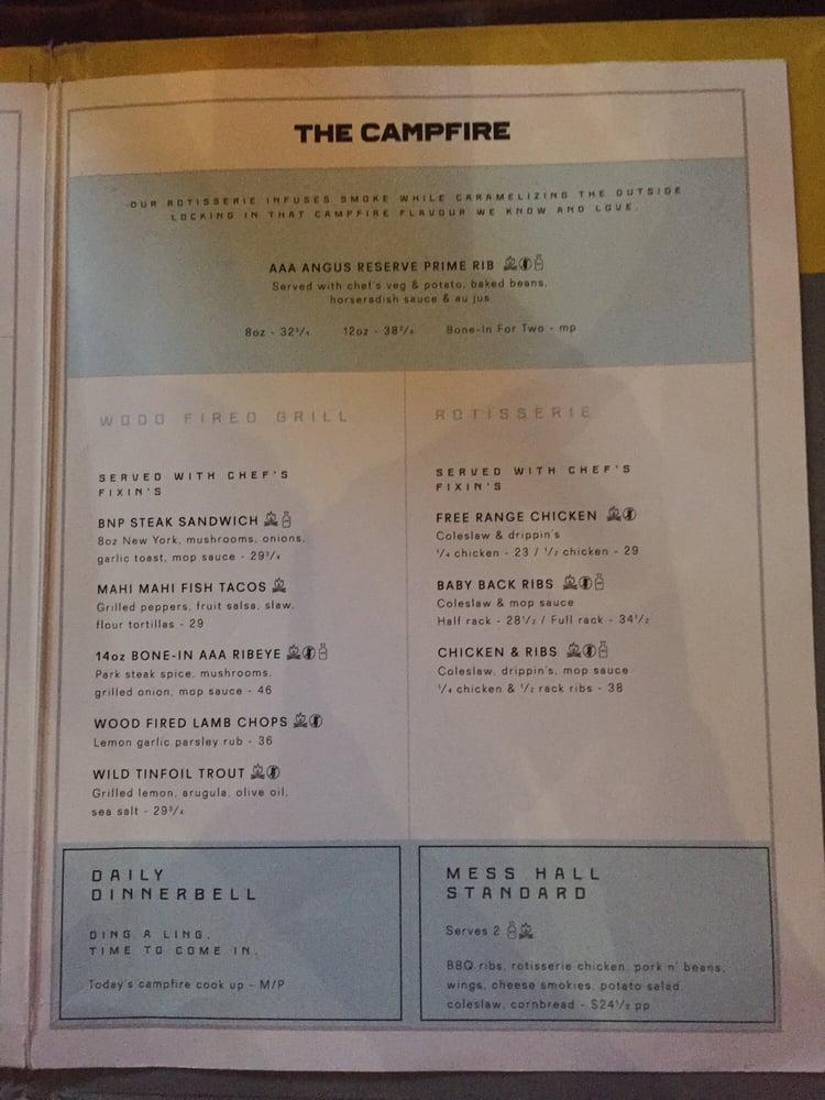 Menu at Park Distillery Restaurant + Bar, Banff