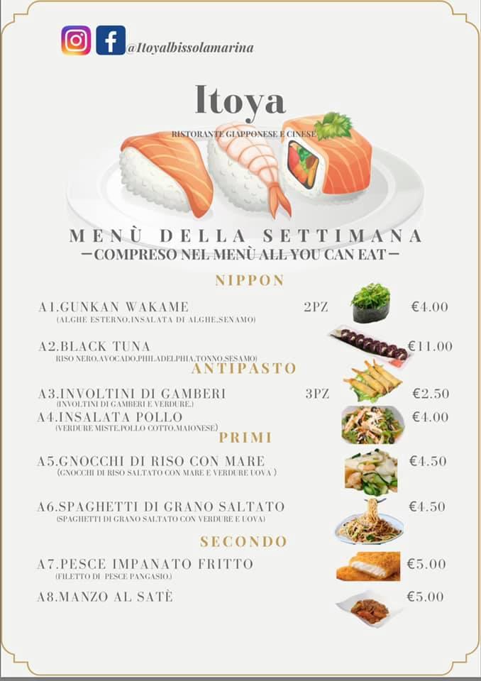 Menu da Ristorante Giapponese E Cinese Itoya, Albissola Marina