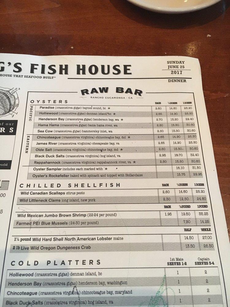 Menu At King s Fish House Restaurant Rancho Cucamonga