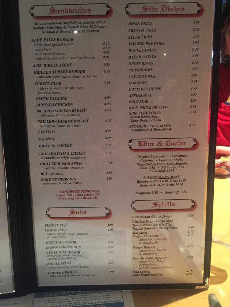 Menu at Olde Falls Inn pub & bar, Zanesville