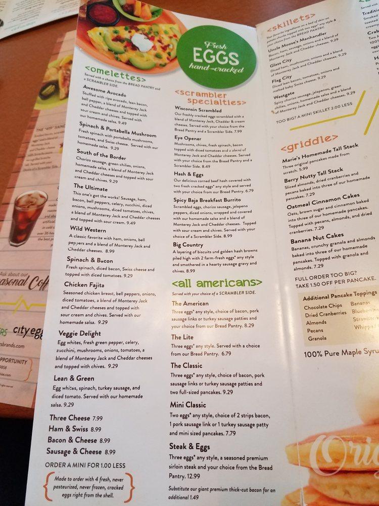 Menu at Scramblers restaurant, Mayfield Heights