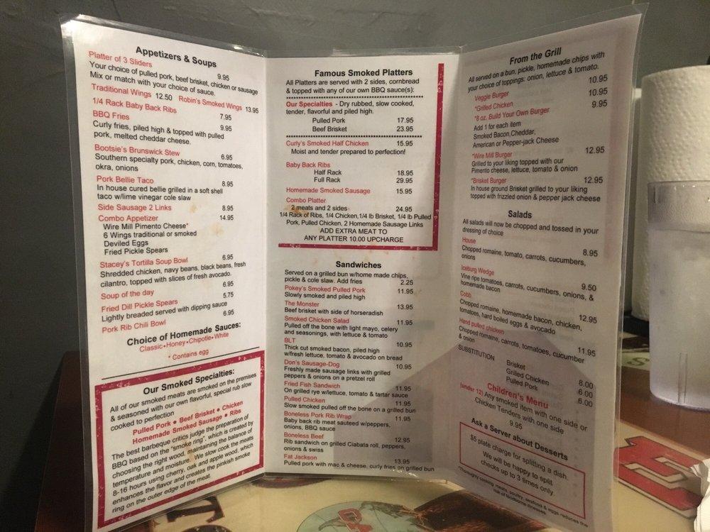 Menu at Wire Mill Saloon & Barbeque, Redding