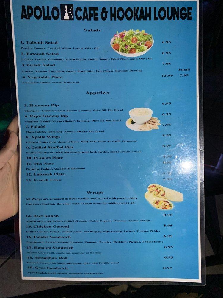 Menu at Apollo Cafe & Hookah Lounge, Houston